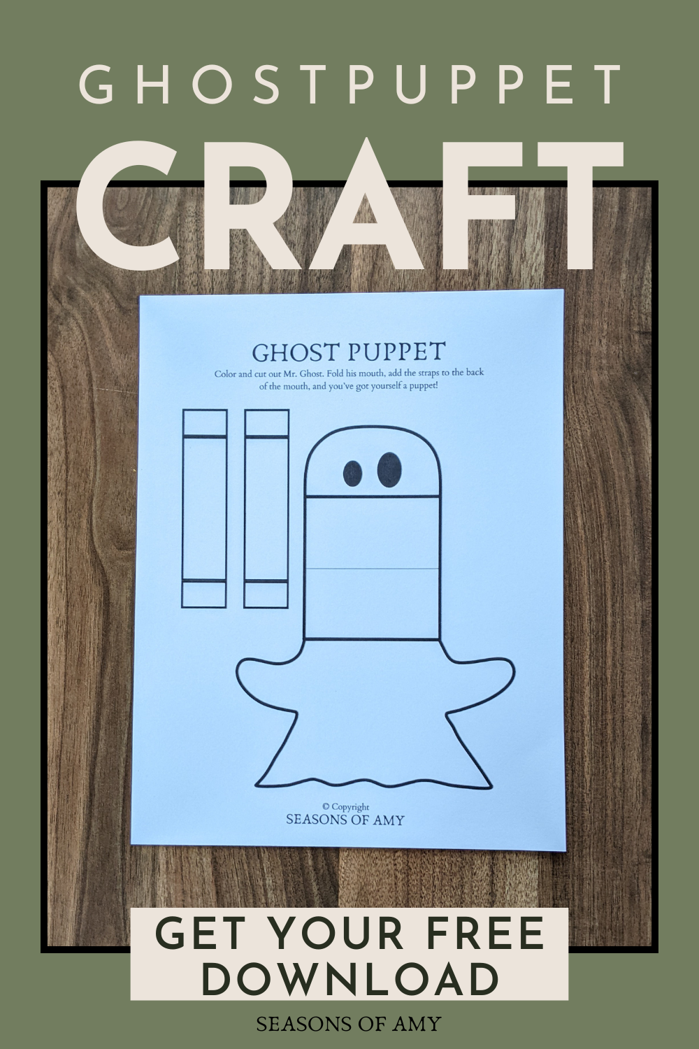 Easy Halloween Crafting: Free Printable Ghost Puppet Template Inside ...