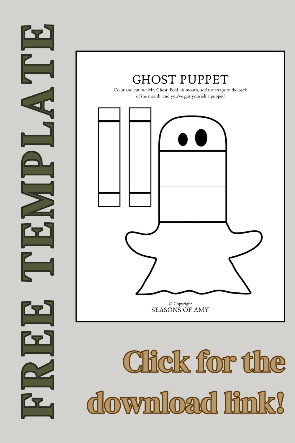 Easy Halloween Crafting: Free Printable Ghost Puppet Template Inside ...