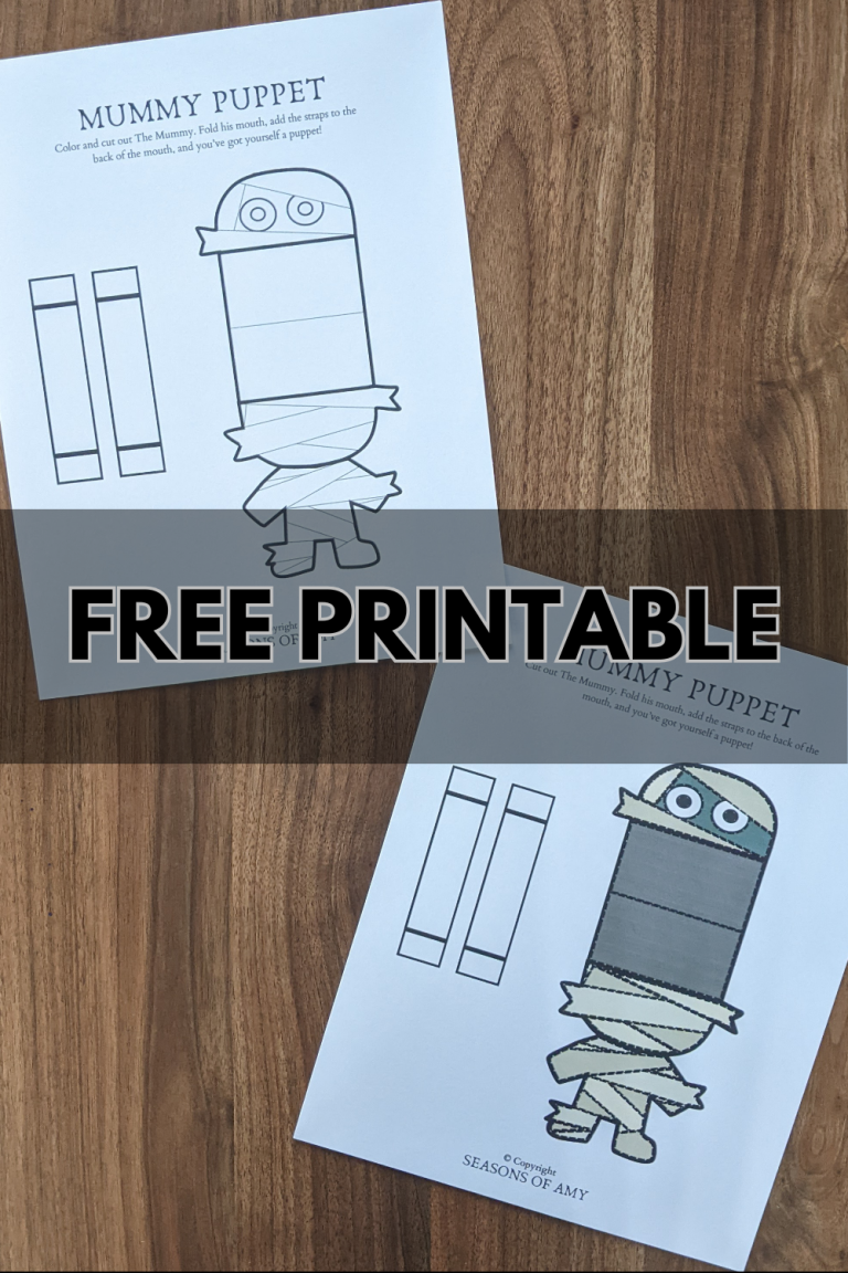 Mummy Puppet Craft for Kids: Free Printable Template Included ...