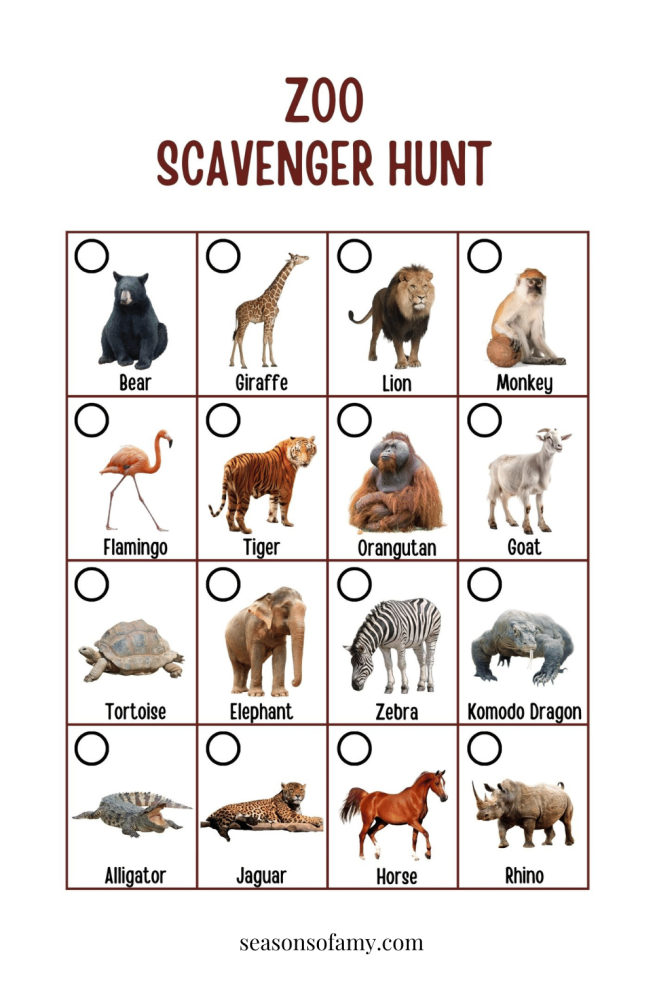 Free Phoenix Zoo Scavenger Hunt: A Fun Printable Adventure for Kids ...