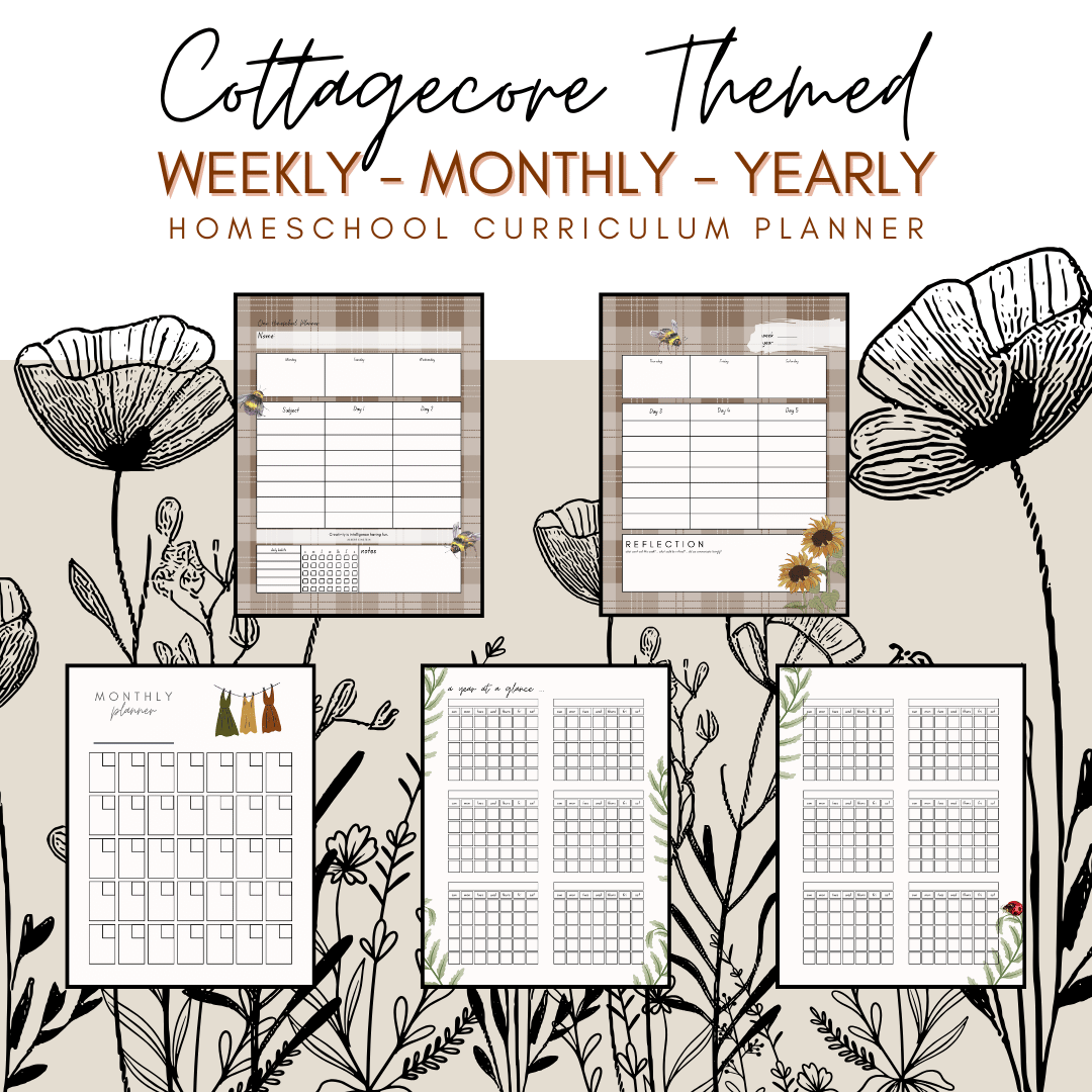 Cottagecore Homeschooling Planner PDF: Printable, Customizable, Undated ...