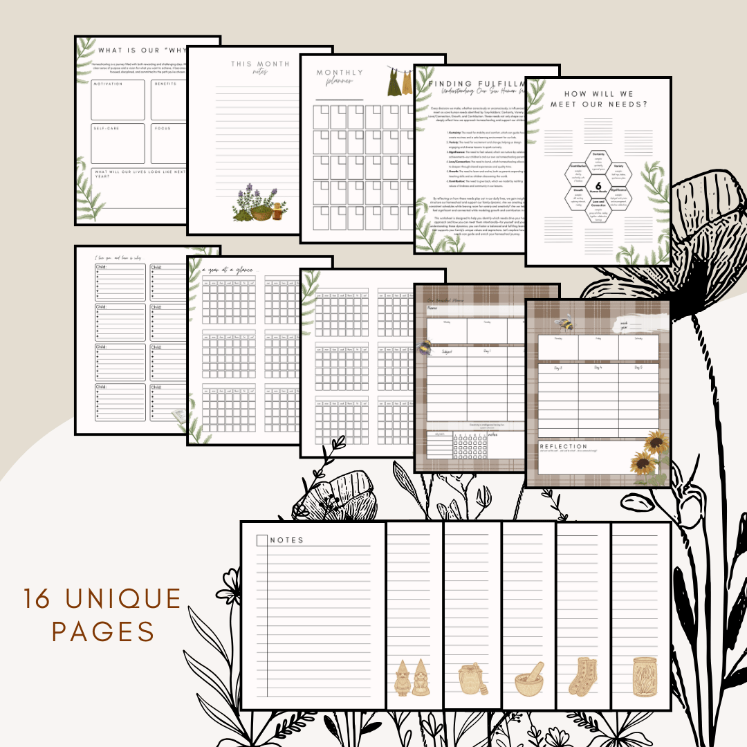Cottagecore Homeschooling Planner PDF: Printable, Customizable, Undated ...